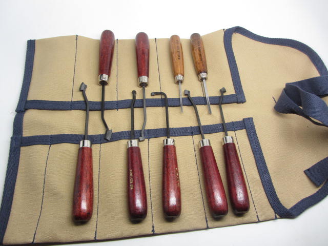 9pc Ullman Single Lined Carbide Tipped Checkering Tool with 2 Veiners ...